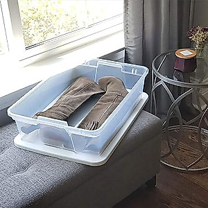 HOMZ 28 Quart Snaplock Clear Plastic Storage Tote Container Bin with Secure Lid and Handles for Home and Office Organization, (4 Pack)