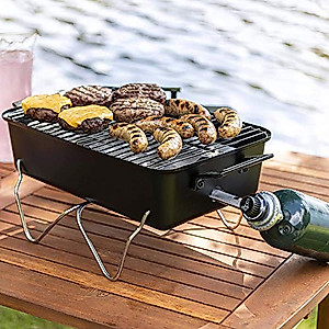 Duke Grills Omaha Go Anywhere Portable Gas Grill - Mini BBQ Propane Grill for Camping, RV, Tailgate - Cooks 8 hamburgers at once - Long Life Steel - Foldable Legs