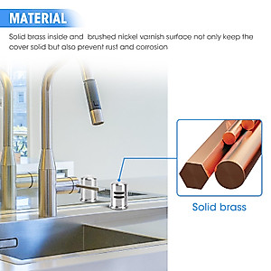 Dishwasher Air Gap Cover D201-1-62 Fits Most Air Gap Bodies with Solid Brass Inside and Brushed Nickel Surface, Cap Only, Pack of 1