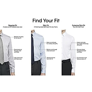 Calvin Klein Men's Dress Shirts Slim Fit Non Iron Solid, White, 17.5" Neck 34"-35" Sleeve