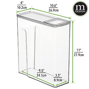 mDesign Airtight Plastic 4.8 Quart Food Storage Container with Lid for Kitchen, Pantry; Dispenser for Cereal, Holds 2 Regular Boxes or 1 Family Size Box; Pasta, Snacks; Ligne Collection, 4 Pack, Clear