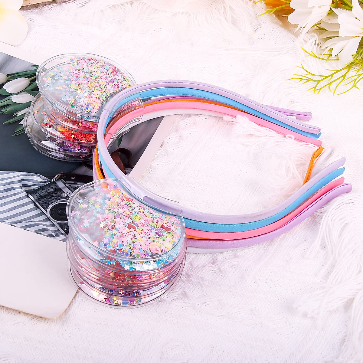 ZIRICHER Cat Ears Headband,Bear Headbands Random Delivery, Transparent Quicksand Cat Ear Headbands Cute Hair Hoop Headbands For Girls Party Hair Accessories for Gift