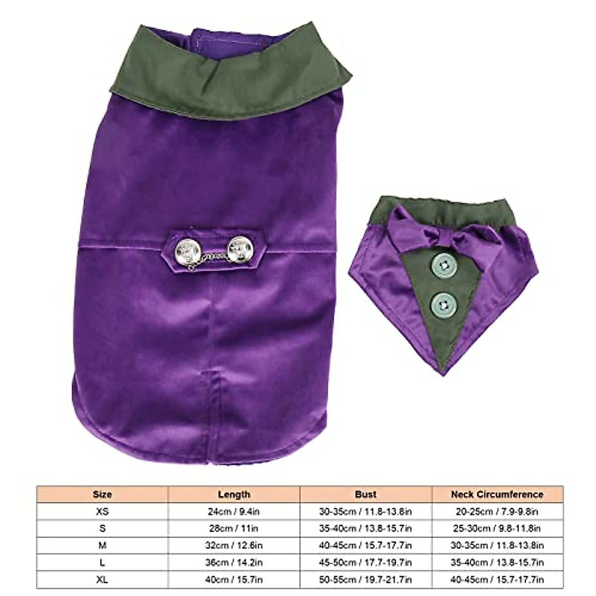 Dog Shirt Puppy Pet Small Dog Clothes Dogs Tuxedo Cute Elegant Dog Costumes Fashionable Retro Dog Formal Wedding Party Suit with Bow Tie for Small and Medium Dogs Cats Purple (XL)