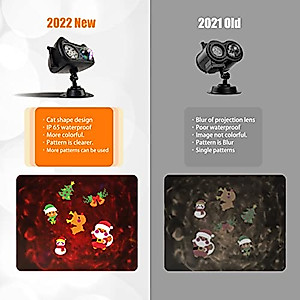 Christmas Halloween Holiday Projector Lights 2-in-1 26 HD Effects (3D Ocean Wave & 96 Patterns) Waterproof with RF Remote Control Timer for Indoor Holiday Party Home Garden Decorations (16 Slides Pro)