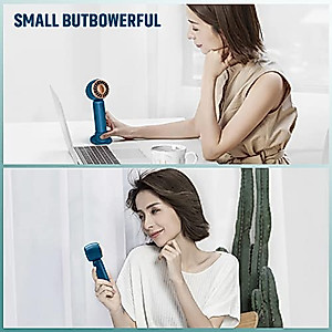 KAPOGO Portable Personal Fans, Handheld Fan, Battery Operated Mini Electric Cooling Fan, 3 Speed Adjustable Strong Wind, Hidden Blades, Lightweight Makeup Fan for Home Office Travel Outdoor (Blue)