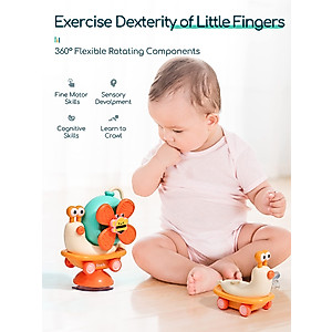 5-in-1 High Chair Toy with Suction Cups Spinner Montessori Toys for Toddler 1-3 Year Old-Fine Motor Infant Tray Sensory Travel Toys for Baby 6-12-18 Months Boy Girl Newborn Birthday Gift