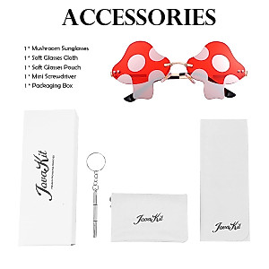 JOVAKIT Mushroom Shaped Sunglasses for Women Men Vintage Rimless Sun Glasses Retro rave Party Halloween Eyeglasses (Gold/Red)