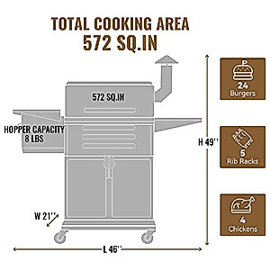 Z GRILLS Pellet Grill & Smoker 600D3E 2023 Upgraded with PID Controller, Direct Flame Access, and Enclosed Storage Cabinet, 572 Sq In Cooking Area