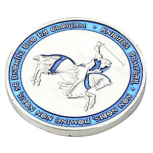 GogoForward Commemorative Knights Templar Cross Masonic Mason Silver Coin(Blue)