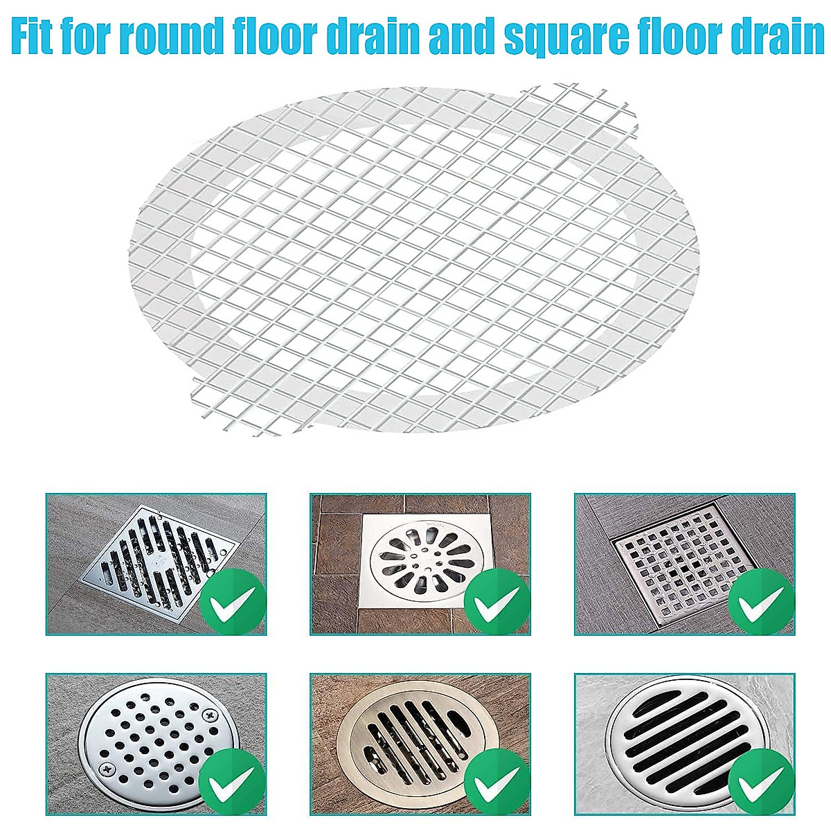 COMMON'H Disposable Hair Catcher for Shower Drain , 25 Pack, 3 1/2 Inch Mesh Shower Drain Covers, Stick on Bathroom Hair Catchers Drain Protector, (DrainSaver007)