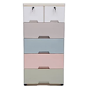 Gdrasuya10 Plastic Dresser Storage Cabinet with 6 Drawers Dressers Storage Cabinet Tall Dresser Organizer for Clothes Closet Bedroom Living Room Entryway Playroom Furniture, Beige