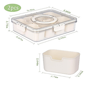Dualshine Snackle Box and Divided Serving Tray with Lid,Snack Box Container 8 Compartment Tackle Box for Snacks and Travel Snack Container,Snack Containers with Dividers for Fruit and Party（2pack）