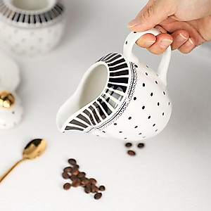 RockTrend Stripe Polka Dot Ceramic Coffee Serving Set Creamer and Sugar Bowl Set