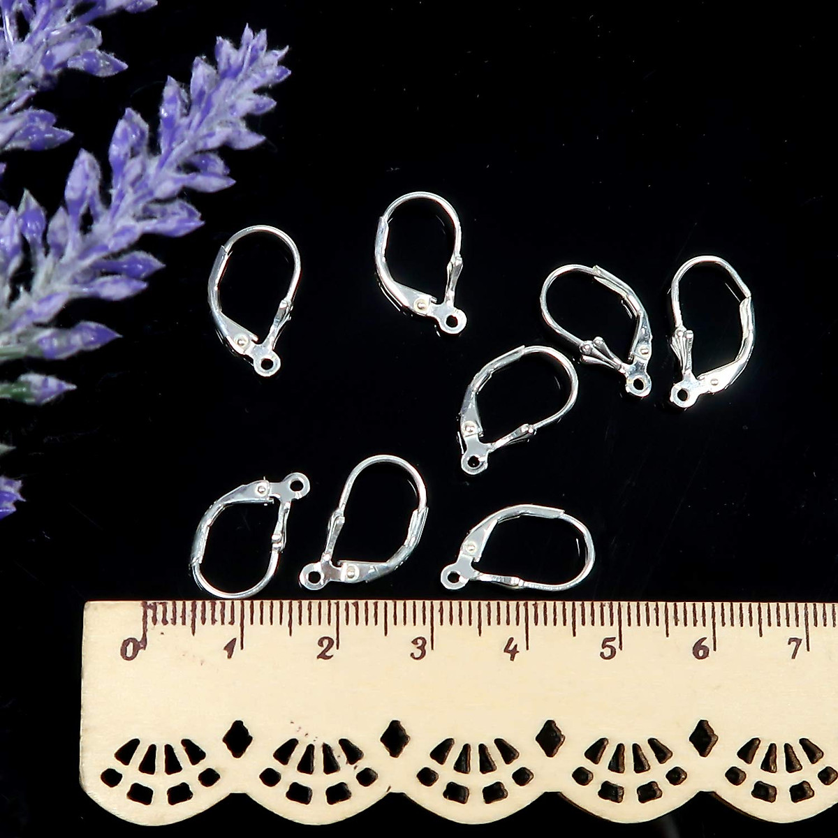 TOAOB 8pcs 925 Sterling Silver Leverback Earring Findings with Open Loop 10x17mm French Earring Hooks Dangle Ear Wire Clip Earring Connector for Jewelry Making