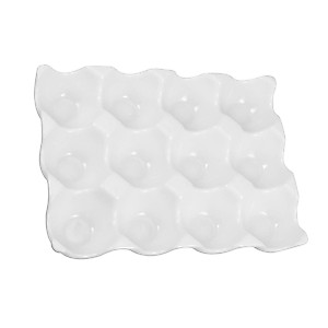 OSALADI 12 Cups Egg Tray Holder Ceramic Egg Container Keeper Storage Organizer Decorative Serving Dish Plate for Refrigerator Fridge Countertop Kitchen (White)