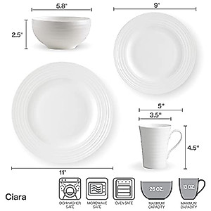 Mikasa Ciara 16-Piece Bone China Dinnerware Set, Service for 4 -
