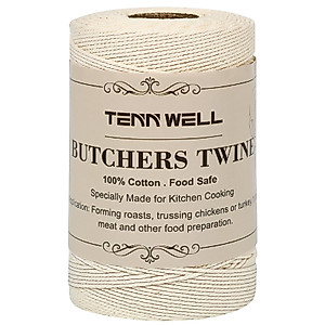 Tenn Well Cooking Twine, 3Ply 656Feet 1mm Food Safe Kitchen Cotton String Butchers Twine for Trussing Tying Poultry Roast Meat Making Sausage DIY Crafts