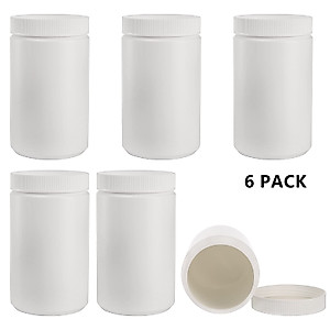 DEAYOU 6 Pack 33 Oz Plastic Mason Jars, 1 Quart Ice Cream Containers with Screw Top Lid, Plastic Freezer Jar Reusable Storage Food Canister for Yogurt, Soup, Hot or Cold Food, Salad, Butter (White)