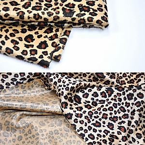 Yutone 59" Wide Leopard Print Velboa Short Fur Pile Upholstery Drapery Clothing Polyester Fabric by The Yard (Leopard one Yard)