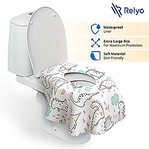 Toilet Seat Covers Disposable - 20 Pack - Waterproof, Ideal for Kids and Adults – Extra Large, Individually Wrapped for Travel, Toddlers Potty Training in Public Restrooms (Dinosaurs, 20)