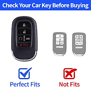 Kespevn for Honda Key Fob Cover 5 Button Soft TPU with Leather Keychain 360 Degree Protection Key Case Shell Holder Fits for 2022 2023 2024 Honda Accord Civic HR-V CR-V Pilot Odyssey, B White