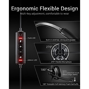 awatrue EH05-U Wired USB Headset with Noise Cancelling Microphone for PC Laptop - Headphones with In-Line Control, Lightweight, Enhanced Sound & MIC Mute