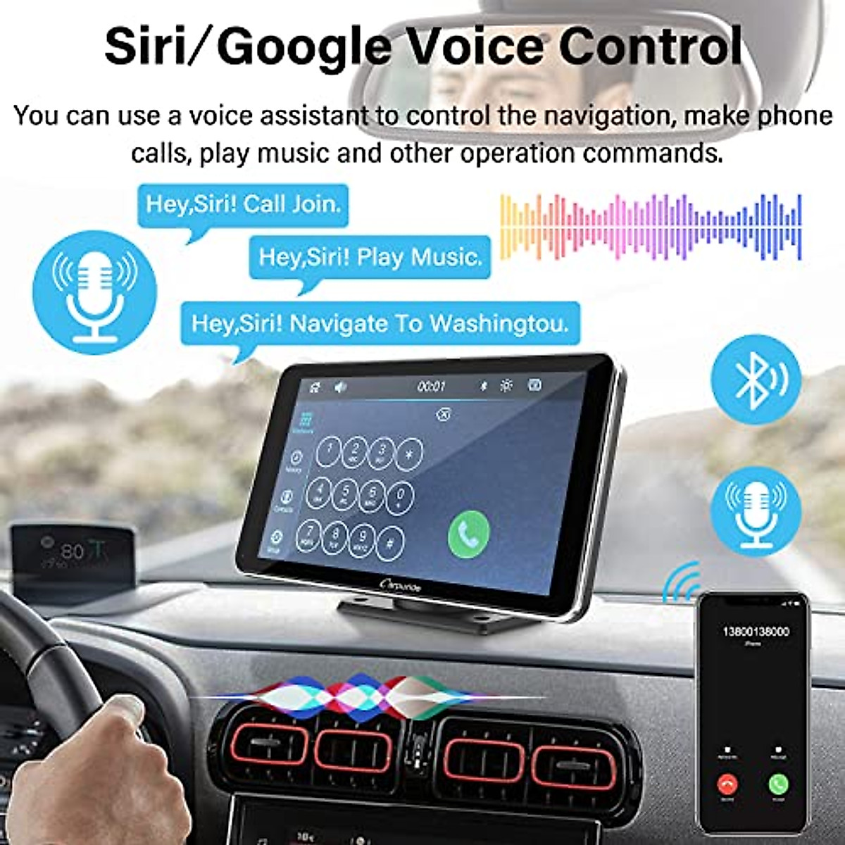 Carpuride 2023 Newest Wireless Apple Carplay & Android Auto,7 Inch Full HD Touch Screen Portable Car Radio Receiver,Car Stereo with Mirror Link, Google, Bluetooth