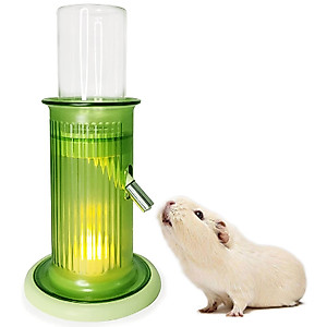 Hamiledyi Hamster Water Bottle with Lights Stand No Drip Small Animal Water Dispenser Pet Drinker Stand for Guinea Pig Mouse Gerbil Squirrel Small Animal Habitat Decoration (Green)