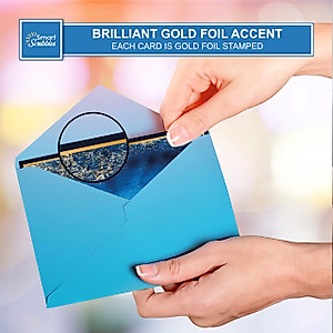 Smart Scribble 48 Blank Cards and Envelopes - 4x6” Assorted Greeting Cards for All Occasions, 8 Unique Sky-Blue Designs, Happy Birthday, Thank You Cards Assortment Pack with Matching Envelope Seals