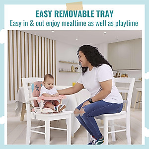 Dream On Me Munch N Go Booster Seat for Dining Table, Lightweight Compact Fold Travel Booster Seat, 3-in-1 Convertible, Four Level Height Adjustment and Easy Tray Removal