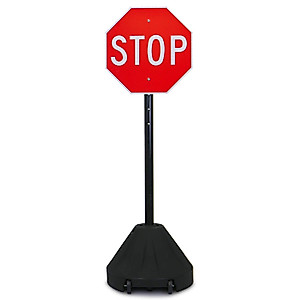 SmartSign 5.25 foot Portable Sign Holder with Pole and 1.5 foot Wheeled Base, Reinforced Plastic, Black, Set of 1, Made in USA