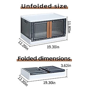 Zjmhmy-Plastic storage box with lid Collapsible storage box with wheels Stackable storage box Storage box for clothes, toys and books (2 packs)