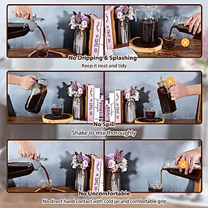 Cold Brew Coffee Maker Glass Pitcher, 32 oz Mason Jar with Pour Spout Handle Lid with Stainless Steel Filter for Iced Coffee, Lemonade, Ice Tea, Fruit Drinks