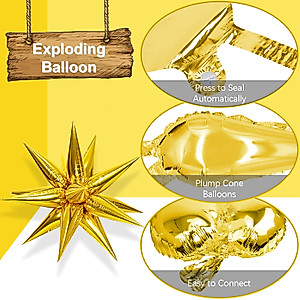 78Pcs Explosion Star Balloons, SHAIDOJIO, 12 Point Colorful Foil Cone Mylar Balloons with 1pcs Balloon Ribbon for Party Supplies, Birthday, Wedding, Graduation Balloons (78pcs 6 Colors)