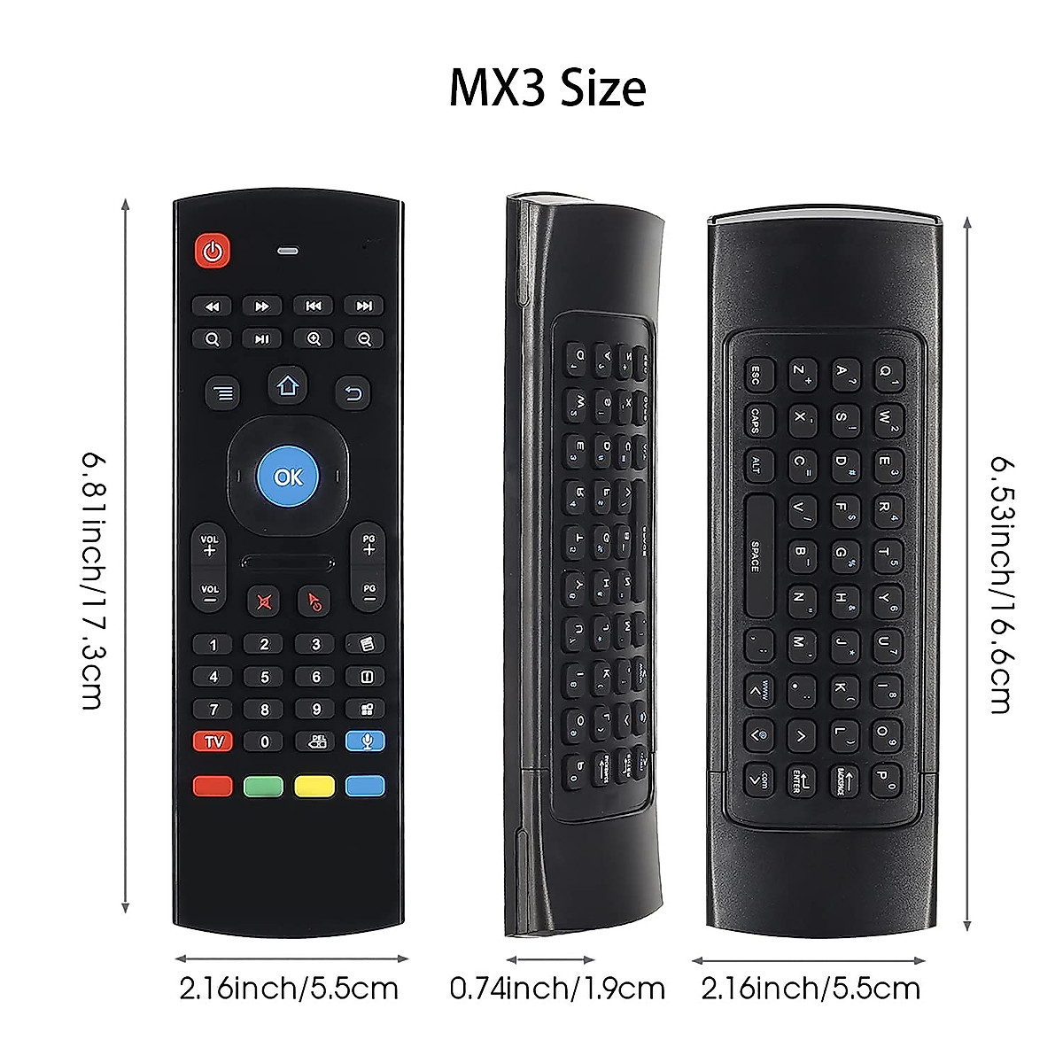 CHUNGHOP MX3 Voice Air Mouse Mini Keyboard Wireless Remote, 2.4G Multifunctional Fly Mouse with Motion Sensing Game Handle for 3-Gsensor HTPC Mini PC PS3/4 Xbox 360 and Android Smart TV Box 3-Gyro