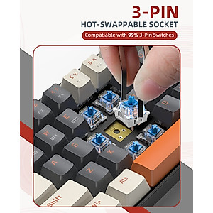 ZIYOU LANG RK68 60% Wireless Mechanical Keyboard,Bluetooth 5.0/2.4Ghz Dual Mode Receiver,Hot-Swappable mini 68-Key,Retro Color Keycaps,Clicky Blue Switch,Ultra Power Saving for PC PS4 Xbox iPhone ipad