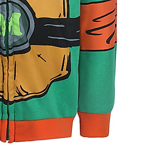 Nickelodeon Teenage Mutant Ninja Turtles Michelangelo Boys Zip Up Hooded Sweatshirt for Big Kids Green