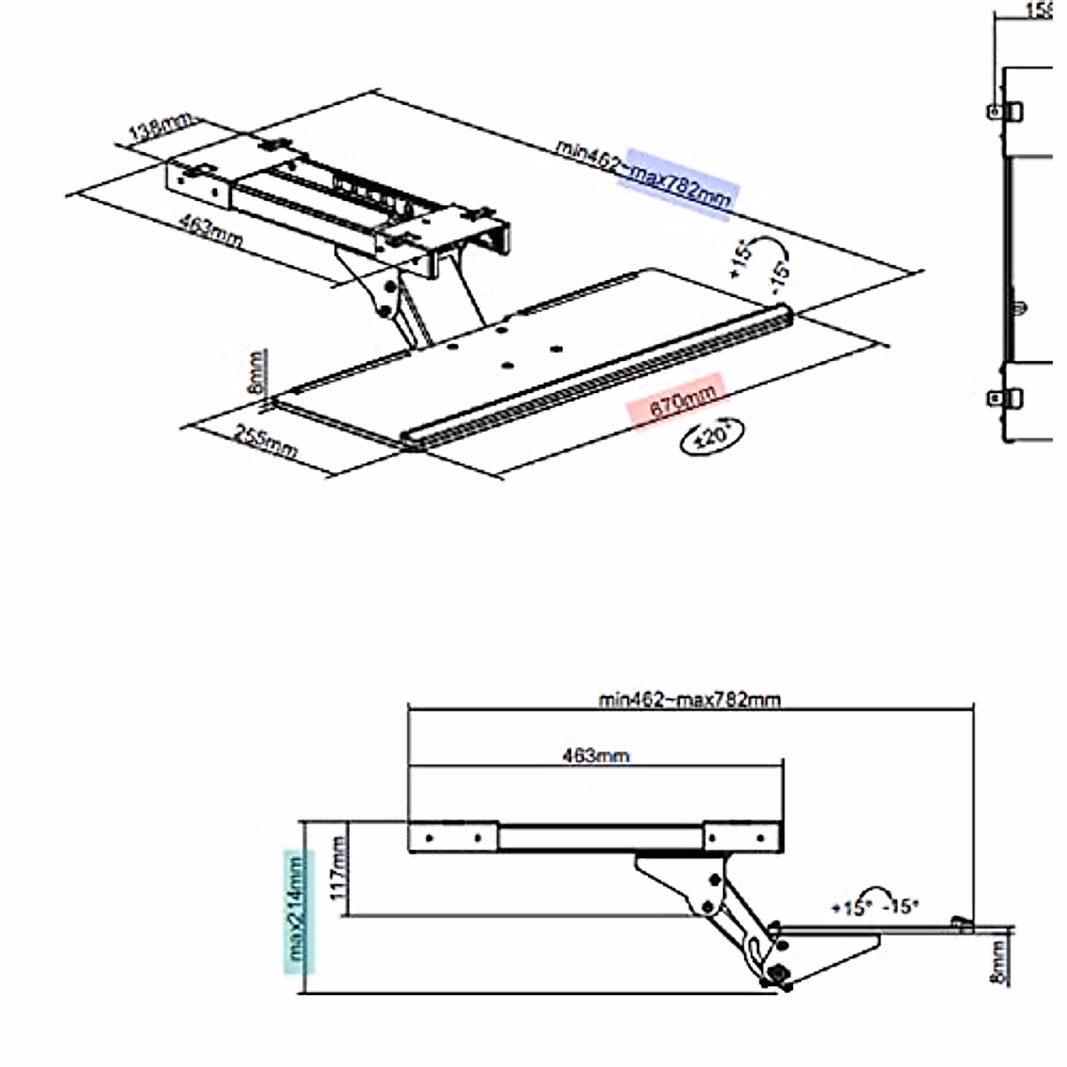 StarTech.com Under Desk-Mount Keyboard Tray - 26.4” Wide - Adjustable - Ergonomic Slide-Out Keyboard Shelf with Tilt and Swivel (KBTRAYADJ), Black