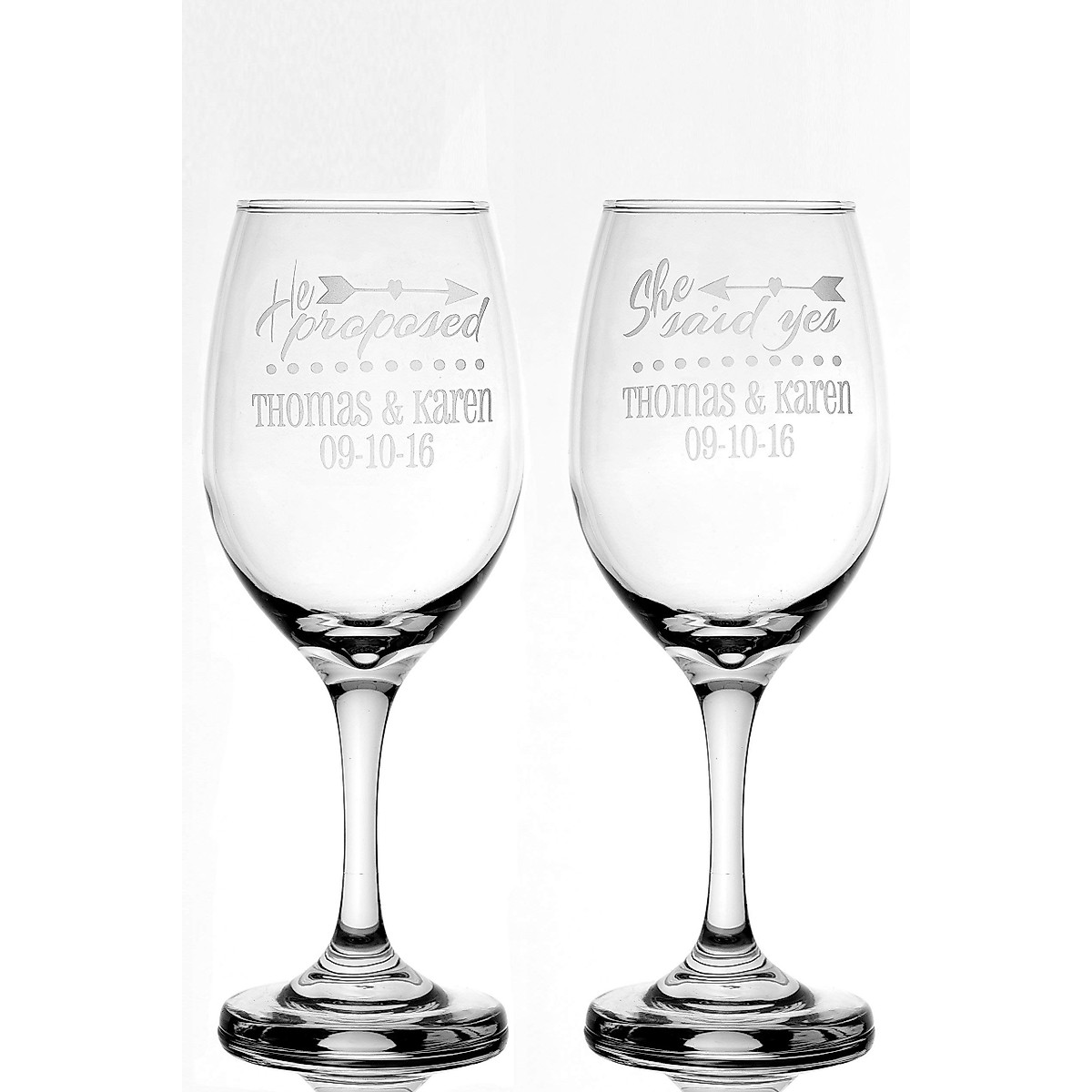 Engagement Engaged Wine Glass Gift Set - He Proposed She Said Yes