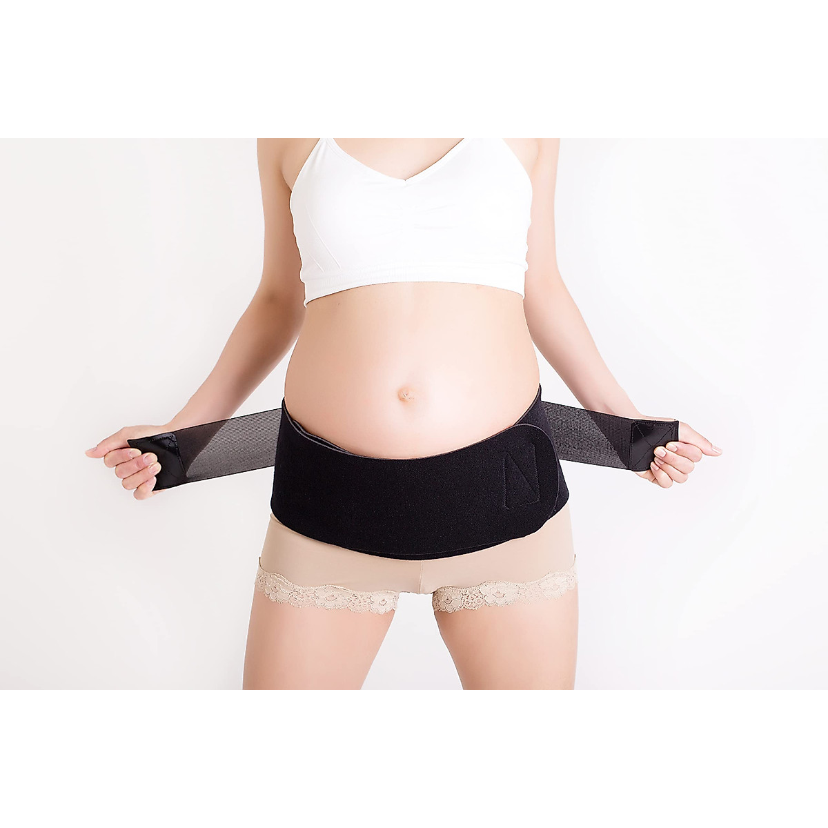 CABEA Baby Belly Band Sport Pregnancy Maternity Belt Abdominal Hip Back Support Black (Small 0-6 fits waist 30-40")
