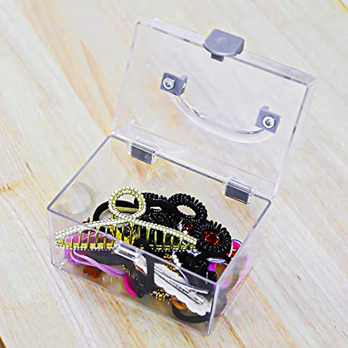 KIRIYUUKI Plastic Square Storage Bin-Cabinet,Plastic Box Gift Box Portable Vanity Organizer with Secure Lid and Handle (1 Clear Box)