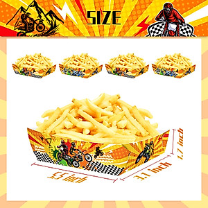 Heidaman Dirt Bike Paper Trays, 12pce, Yellow, Disposable, Motorcycle Design, Birthday Party Supplies