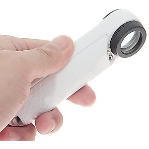 Handheld 40x High Power Hand Held Magnifier Magnifying Glass with 2-LED Light (White with Black)