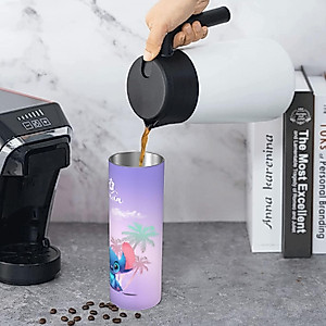 GASPOO Stitch Travel Coffee Mug Cup 20oz Double Wall Vacuum Insulated Stainless Steel Tumbler With Leak-Proof Lid And Straw For Ice And Hot Drink