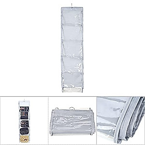 Hanging Handbag Organizer for Closet, Clear Hanging Purse Organizer Storage for Purses and Handbags with 10 Pocket for Bedroom(Light Grey)