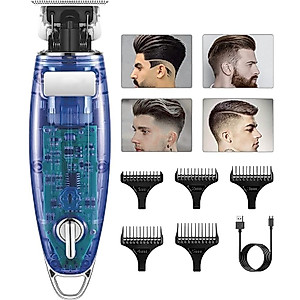 COUEMT Hair Trimmer for Men Zero Gapped Trimmer Shape Up Clipper for Men Cordless Hair Edger Professional T Blade, Sculpted Styling Barber Shears, Rechargeable Razor， 1-3mm, Blue