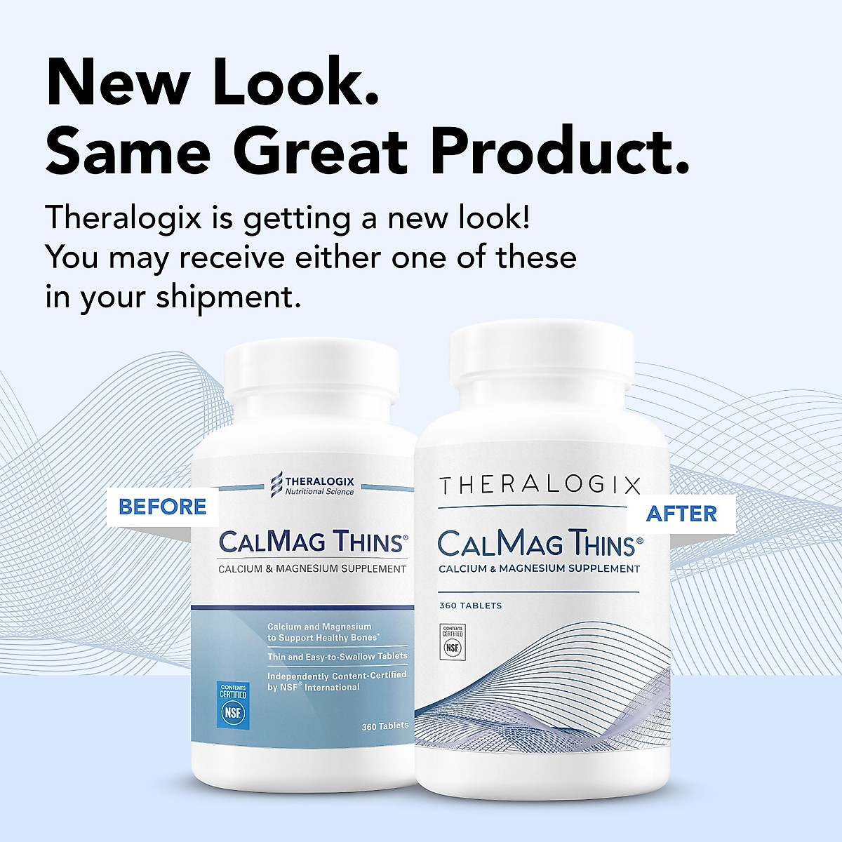 Theralogix CalMag Thins Calcium & Magnesium Supplement - Bone Support Supplement for Women & Men - Contains 200 mg of Calcium and 50 mg of Magnesium - NSF Certified - 360 Tablets