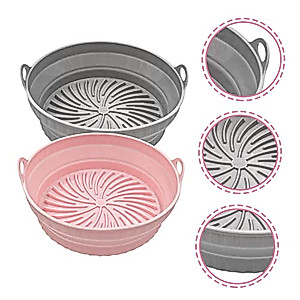 SOLUSTRE 10 Pcs Air Fryer Pan Air Fryer Oven Pan Para Air Fryer Silicone Air Fryer Round Steamer Liner Air Fryer Pad Oven Baking Basket Silicone Air Fryer Mat Air Fryer Liner Pad