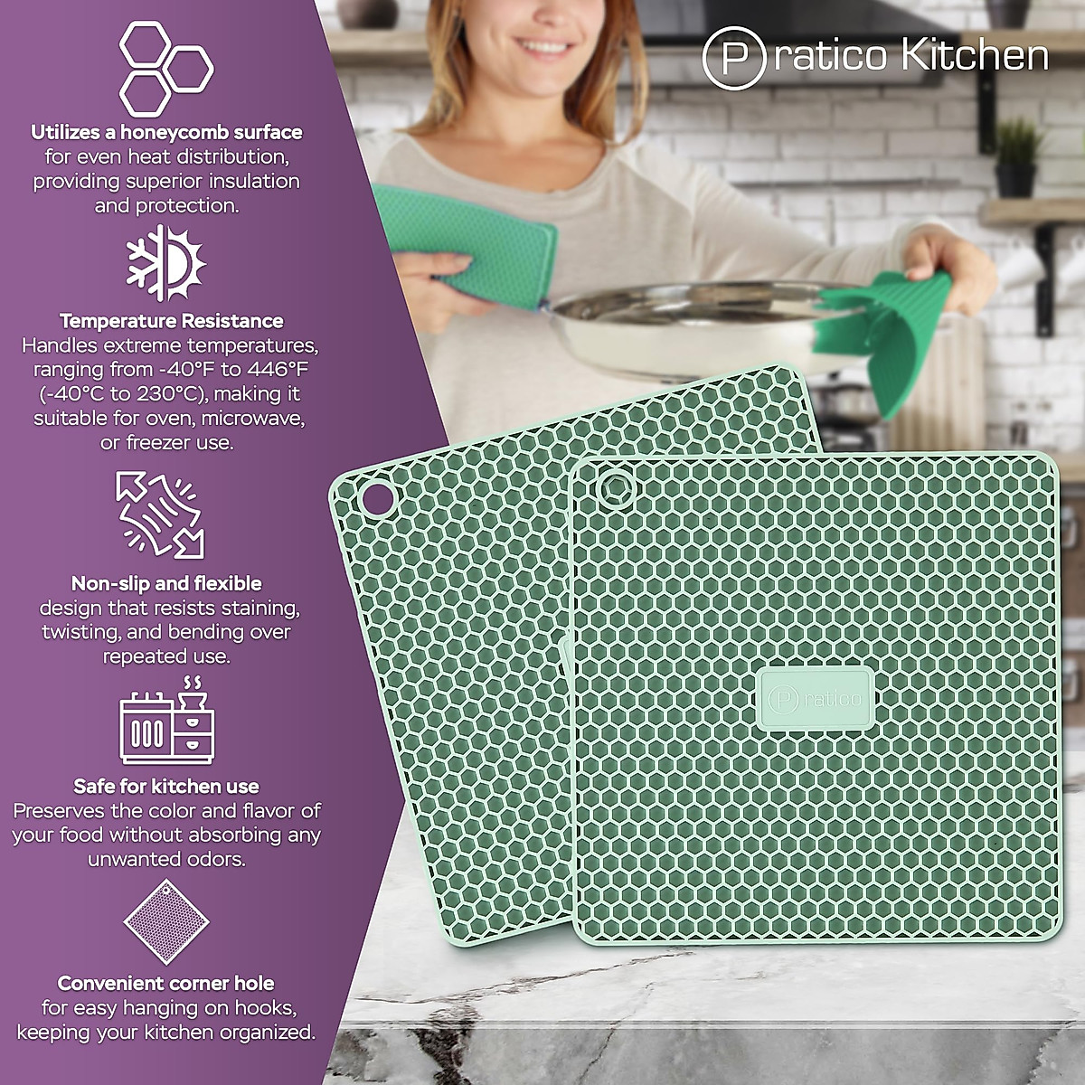 Pratico Kitchen Multipurpose Silicone Pot Holder, Trivet, Jar Opener and Spoon Rest, Light Grey