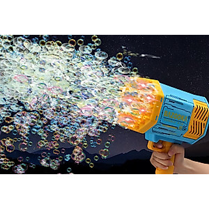Bubble Gun Bazooka Bubble Machine Gun 69 Hole Bubble Blaster Blower with Colored Lights Gifts for Kids Adults Outdoor Best TIK Tok Toys for Wedding Birthday Party Blue